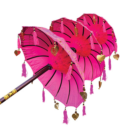 Buy bali ceremonial triple parasol bubblegum pink & gold from Makasi ...