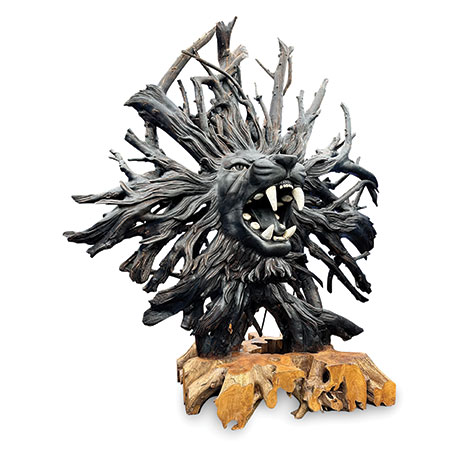Buy sold now giant 2.7m hand-carved teak root lion face sculpture (from ...